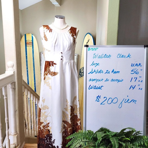 Waltah Clark | Dresses | 6s70s Vintage White Floral Waltah Clark Muumuu ...